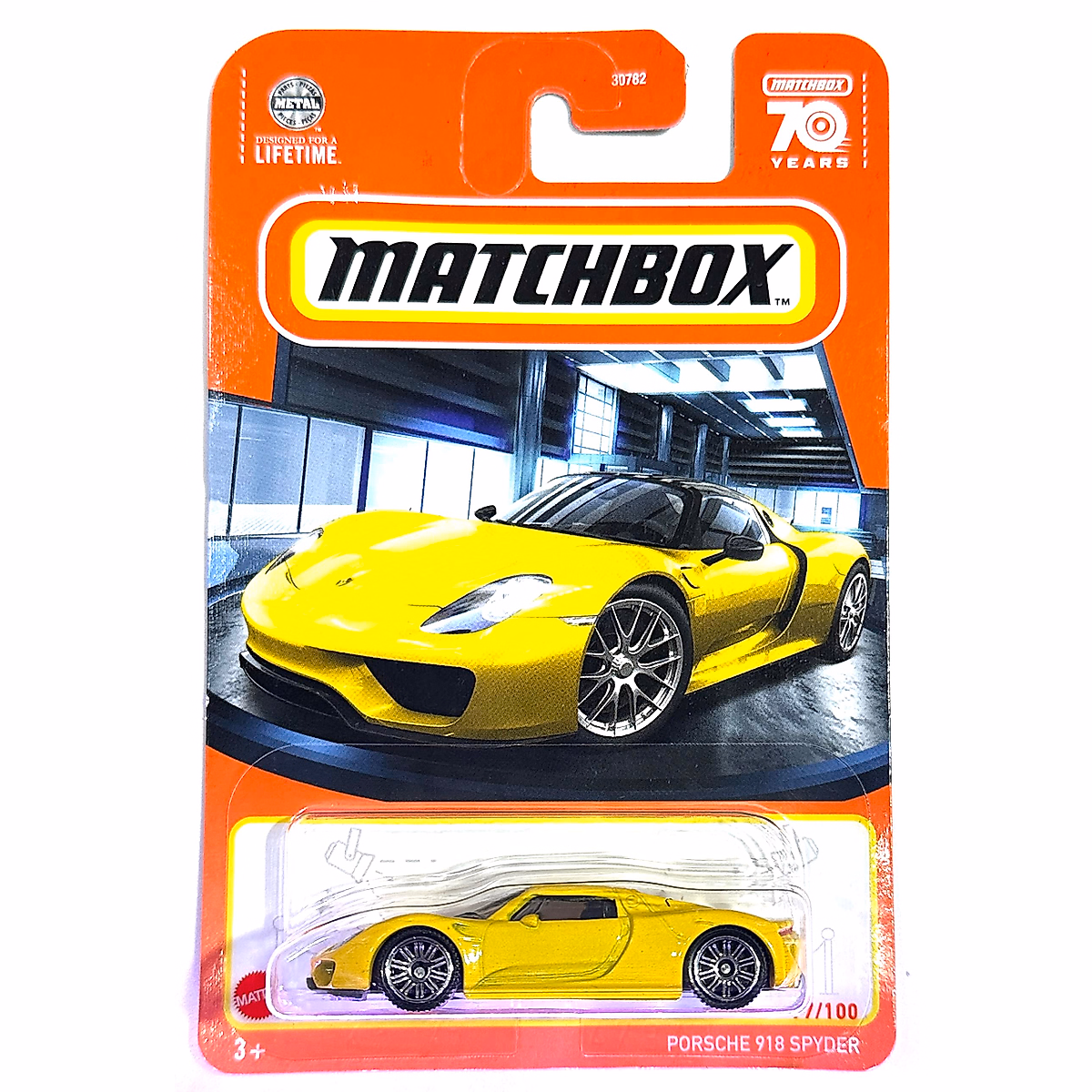Matchbox - Porsche 918 Spyder - Yellow - Matchbox 70 Years - 2023 - Mint/NrMint - Ships Bubble Wrapped in a Correctly Sized Box