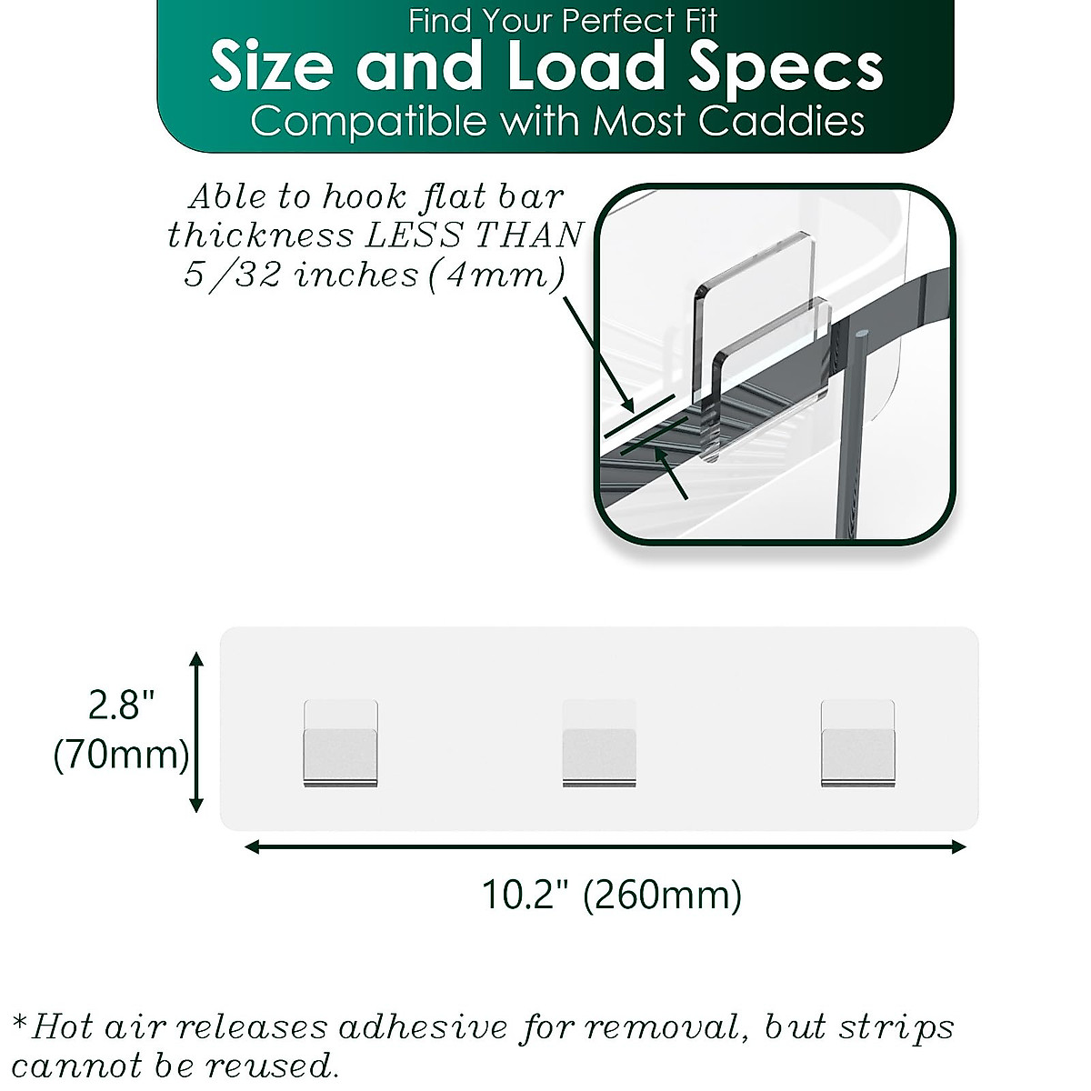 Jovware Shower Caddy Adhesive Replacement Sticker Flat Hook Adhesive Shower Caddy Hooks Flat Hook Flat Shower Caddy Hooks Transparent Strong Hook for Bathroom Shower Organizer Hanging Kitchen 4 Pack