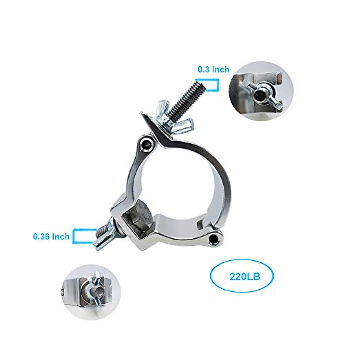 2 inch DJ Stage Lighting truss Clamp Fit 2inch OD Tubing Pipe Aluminum Mounting for Moving Head Light Par Light Spotlight(Max Load 220lb) (2PCS)