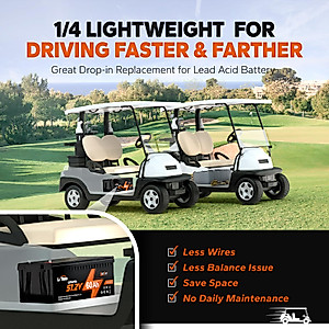 LiTime 51.2V(48V) 60Ah Lithium Golf Cart Battery, Built-in 120A BMS, 15000 Cycles Rechargeable LiFePO4 Battery, Support up to 4kW Motor, Max 6.14kW Continuous Power Output, Perfect for Golf Carts