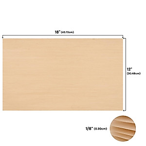 Premium Baltic Birch Plywood,3 mm 1/8"x 12"x 18" Thin Wood 6 Flat Sheets with B/BB Grade Veneer for DIY Arts and Crafts,Woodworking,Scroll Sawing Projects,Painting,Drawing,Laser Cutting Projects