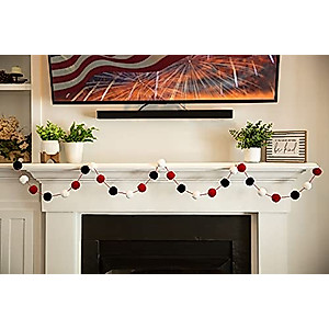 Zoe Frances Designs Patriotic Garland | Red White and Blue Garland | 4th of July Decorations | Pom Pom Garland for Independence Day, Labor Day, Veterans Day | Nautical Nursery Decor