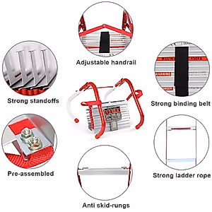 Escape Ladder for Homes, 32FT Retractable Fire Safety Ladder with Wide Steps for Adults and Kids, Portable Emergency Window Exit Kit