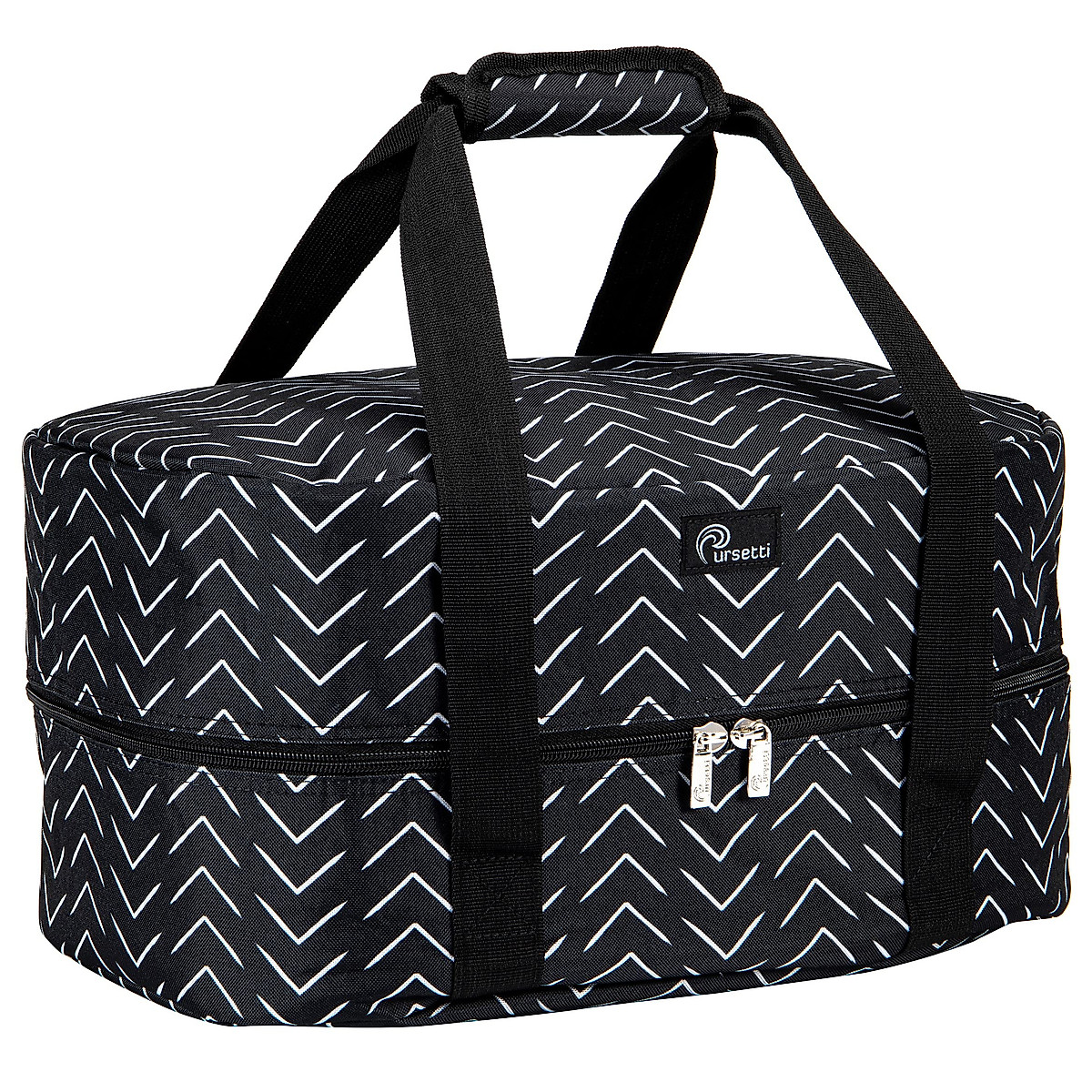 Slow Cooker Bag for Carrying Oval and Round-Shaped Crockpots, Multi Cookers, Rice & Pressure Cookers up to 6 Quarts to Transport Hot Food with Ease and in Style (Black Daisy)