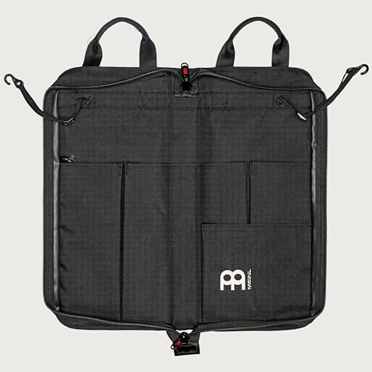 Meinl Percussion Drum Stick Bag with Extra Outside Pocket and Floor Tom Hooks – for Mallets, Brushes and Accessories, Black, Standard (MSB-1)