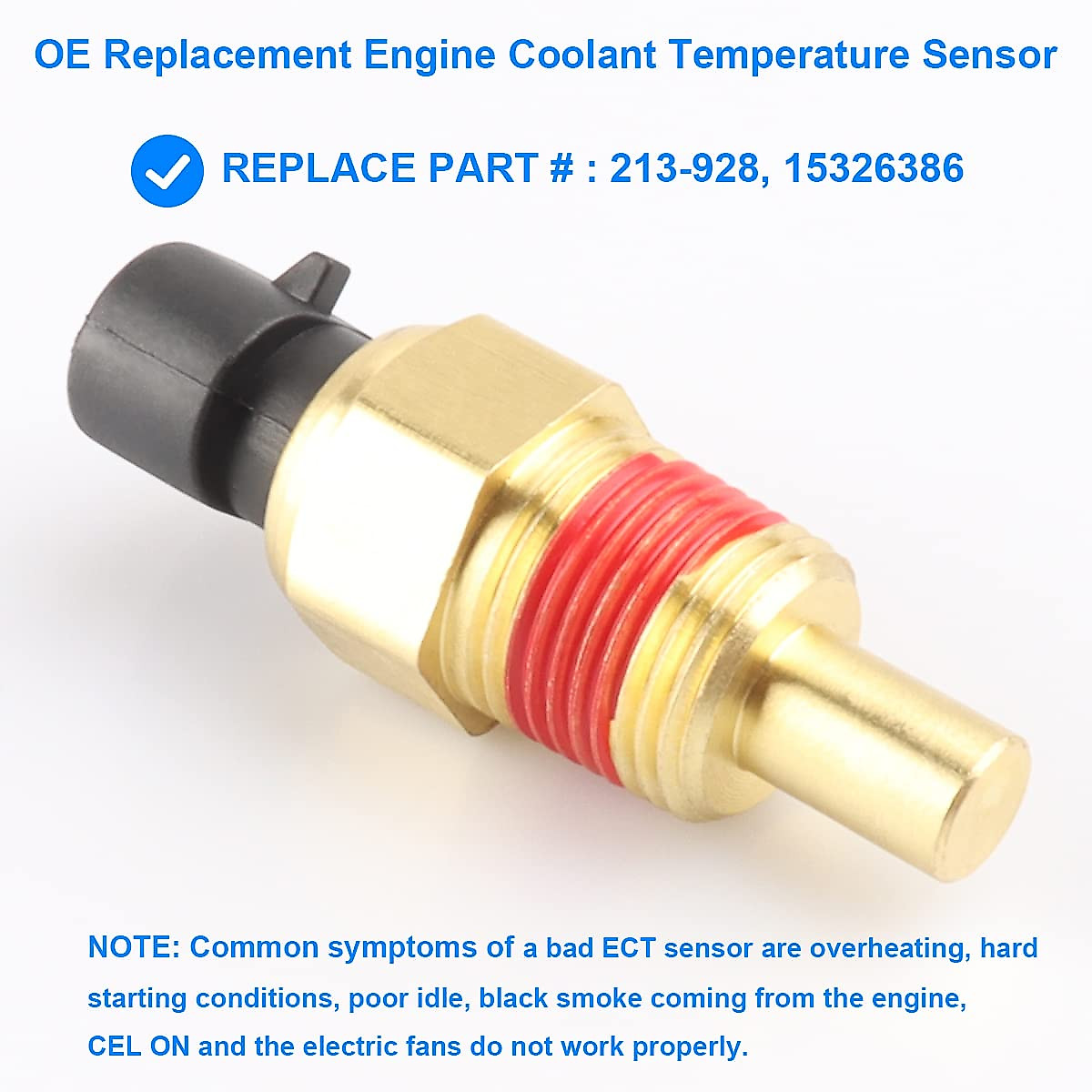 Coolant Temperature Sensor, ECT Temp Sensor 213-928, 15326386, 213928 Compatible with Buick Cadillac Chevy GMC Pontiac Duramax- Astro Blazer Impala Malibu K1500 S10 Silverado Tahoe Sierra Yukon, More
