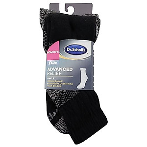 Dr. Scholl's Women Advanced Relief Blisterguard - 2 & 3 Pair Packs Non-binding Cushioned Moisture Management Socks, Black, 4-10 US