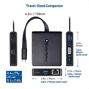 Cable Matters 7-in-1 USB C Hub with Triple Display (HDMI, DisplayPort, VGA), 2x USB 3.0, Gigabit Ethernet, 100W Charging - Thunderbolt 4 /USB 4 /USB4 Compatible with MacBook Pro, Dell XPS, Surface Pro