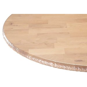 Yourtablecloth Heavy Duty Clear Vinyl Round Fitted Tablecloth (Table Cover) Elasticized Tablecloth Great for protecting your fine tables and table linen 48”