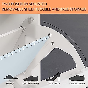 Wildhome Shoe Cabinet,20 Pair Freestanding Shoe Rack Storage Organizer with 2 Flip Door,2-Tier Shoe Storage Cabinet for Heels, Boots, Slippers (White)