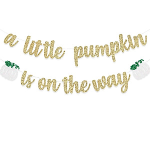 Pumpkin Baby Shower Decoration A Little Pumpkin Is On The Way Banner Fall Theme Garland Autumn Baby Shower Supplies White