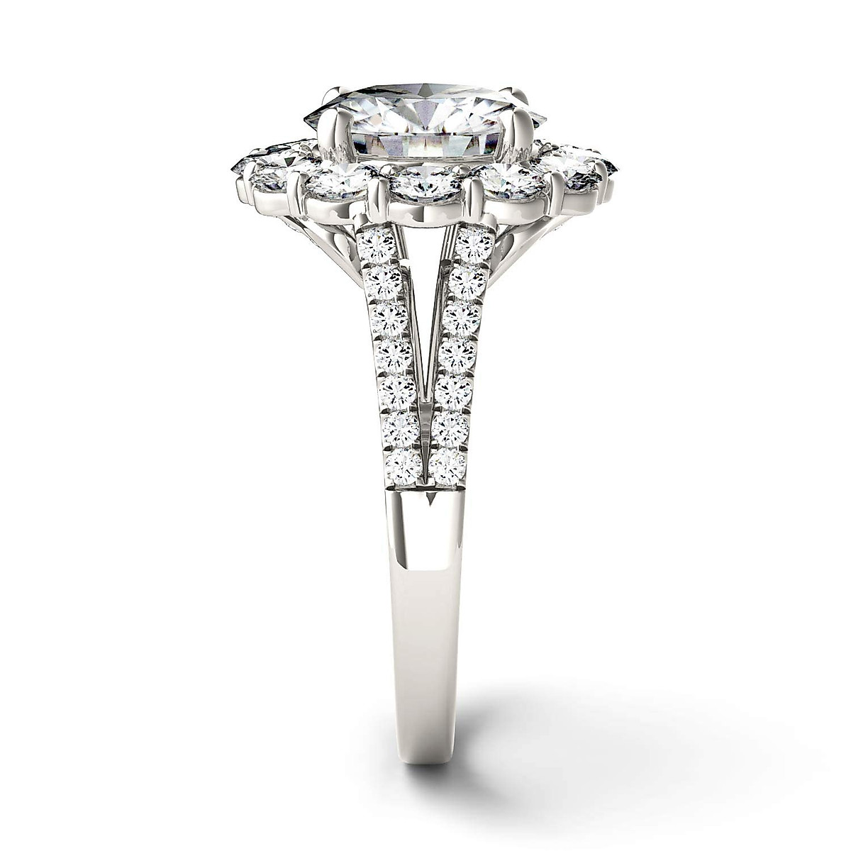 Charles & Colvard 14K White Gold Moissanite 9mm Round Engagement Ring-size 7.5 4.22cttw DEW