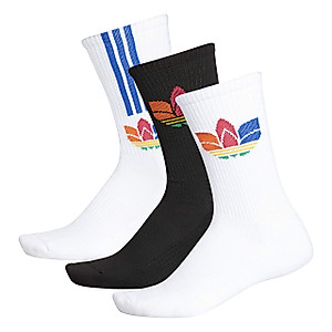 adidas Originals Mixed Graphics Cushioned Crew Socks (3-Pair) -Discontinued, White/Black/Energy Orange, Large