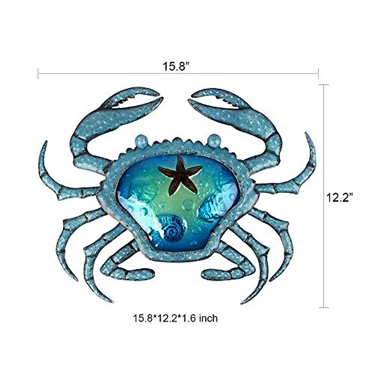 LIFFY Metal Crab Wall Art Decor Ocean Wall Hanging Coastal Wall Sculptures Beach Theme Wall Decoration for Indoor Outdoor Bathroom Bedroom Living Room Garden Pool Patio