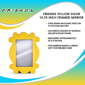 Ukonic Friends TV Show Yellow Peephole Frame Door Mirror | Hanging Mirror For Entryway, Living Room, Bedroom | Authentic Replica Of Friends Door Frame From Monica Geller's Apartment | 15 x 11 Inches