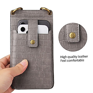 WAAHIBA Small Crossbody Phone Bags for Women, PU Leather Cell Phone Wallet Purse with Adjustable Strap (Gray)