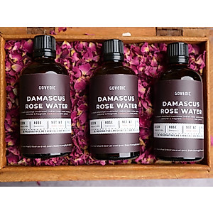 govedic Rose Water for Cooking, Baking, Cocktails | 100% Food Grade Rose Water | Face & Hair Care | Steam-Distilled Edible Damask Rose | 100 ml 3.38 Oz