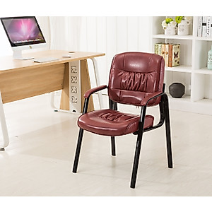 BTEXPERT Leather Office Executive Waiting Room Guest Reception Side Conference Chair, Burgundy, 1