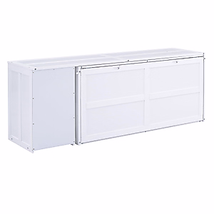 Mobile Cube Murphy Bed, Wood Queen Size Murphy Bed Chest with Rotable Desk, Space-Saving Folding Bed Floor Bed, Kids Adults Bedroom Furniture Queen Bed Multipurpose Cabinet Bed Murphy Bed (White Bed)