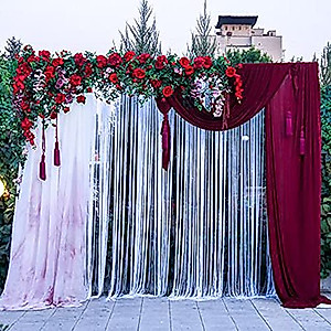 10x10 Burgundy Backdrop Curtain for Parties Wedding Wrinkle Free Maroon Photo Curtains Backdrop Drapes Fabric Decoration for Birthday Engagement Ceremony 5ft x 10ft,2 Panels