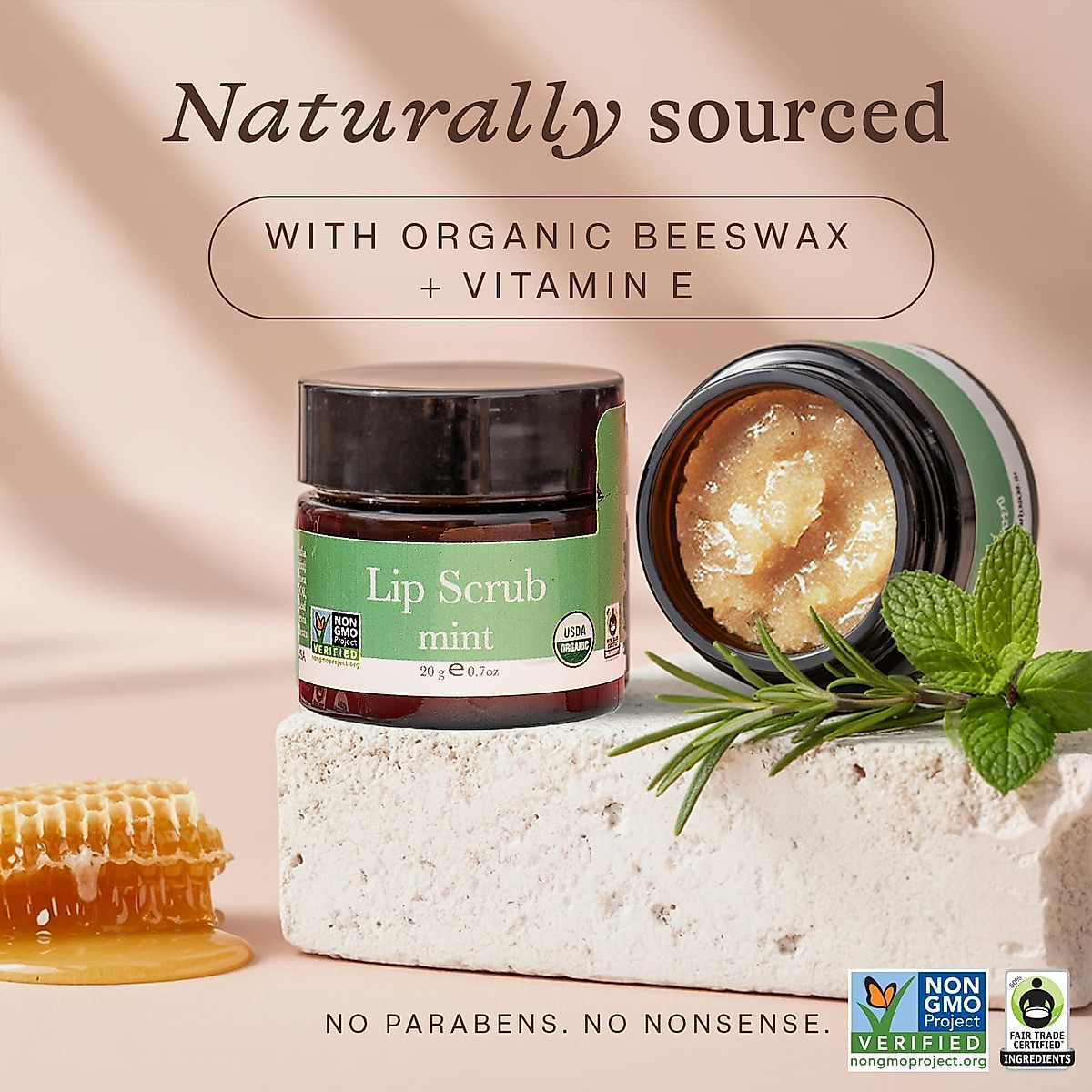 Organic Lip Scrub Mint - Lip Scrubs Exfoliator & Moisturizer, Lip Exfoliator Scrub, Sugar Lip Scrubs, Lip Sugar Scrub, Lip Care Products for Chapped Lips, Lip Scrubber, Lip Moisturizer for Dry Lips