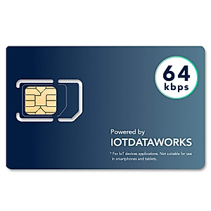 IoTDataWorks Unlimited IoT Sim Card w/ 12 Month Prepaid Service | No Contract, Limits | 64kbps | CAT1, 4G LTE/3G/2G | No Voice/SMS/Streaming | USA