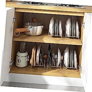 Gadpiparty Three Layer Pot Lid Rack Mug Holder Desk Topper Shelf Cutting Board Rack Organizer Desktop Stand Dishes Drying Rack Pan Cover Organizer Reusable Pot Lid Organizer Iron Wire Silver