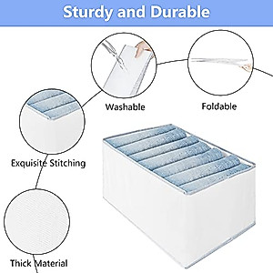 LICFBO Wardrobe Clothes Organizer for Drawer, Foldable Drawer Organizers for Clothing,7 Grids Clothes Drawer Organizer with Support, Wardrobe Closet Organizer for Jeans, Pants, T-shirts, Leggings