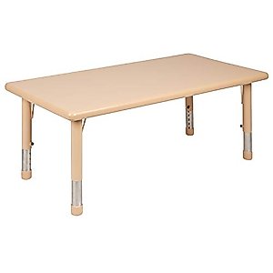 Flash Furniture 24"W x 48"L Rectangular Natural Plastic Height Adjustable Activity Table