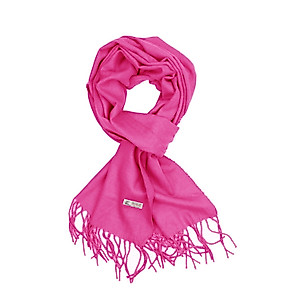TZ Promise Plain Solid Color Cashmere Feel Classic Soft Luxurious Winter Scarf For Men Women (Hot Pink)