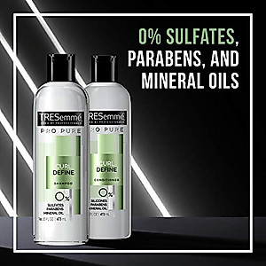 TRESemmé Pro Pure Conditioner Silicone-Free for Curly Hair Pro Pure Curl Define 0% Silicones, Parabens, and Mineral Oils and Dyes, 16 Fl Oz (Pack of 4)