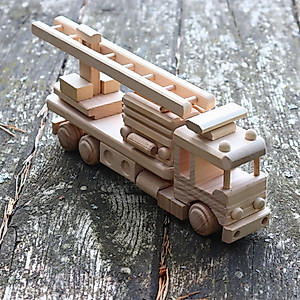 VESPLO - Wooden Fire Trucks - Fire Truck Toys for 3 Year Old Boys - DIY Handmade Toys - Realistic Toys for Boys - Preschool Toys & Preschool Learning Activities