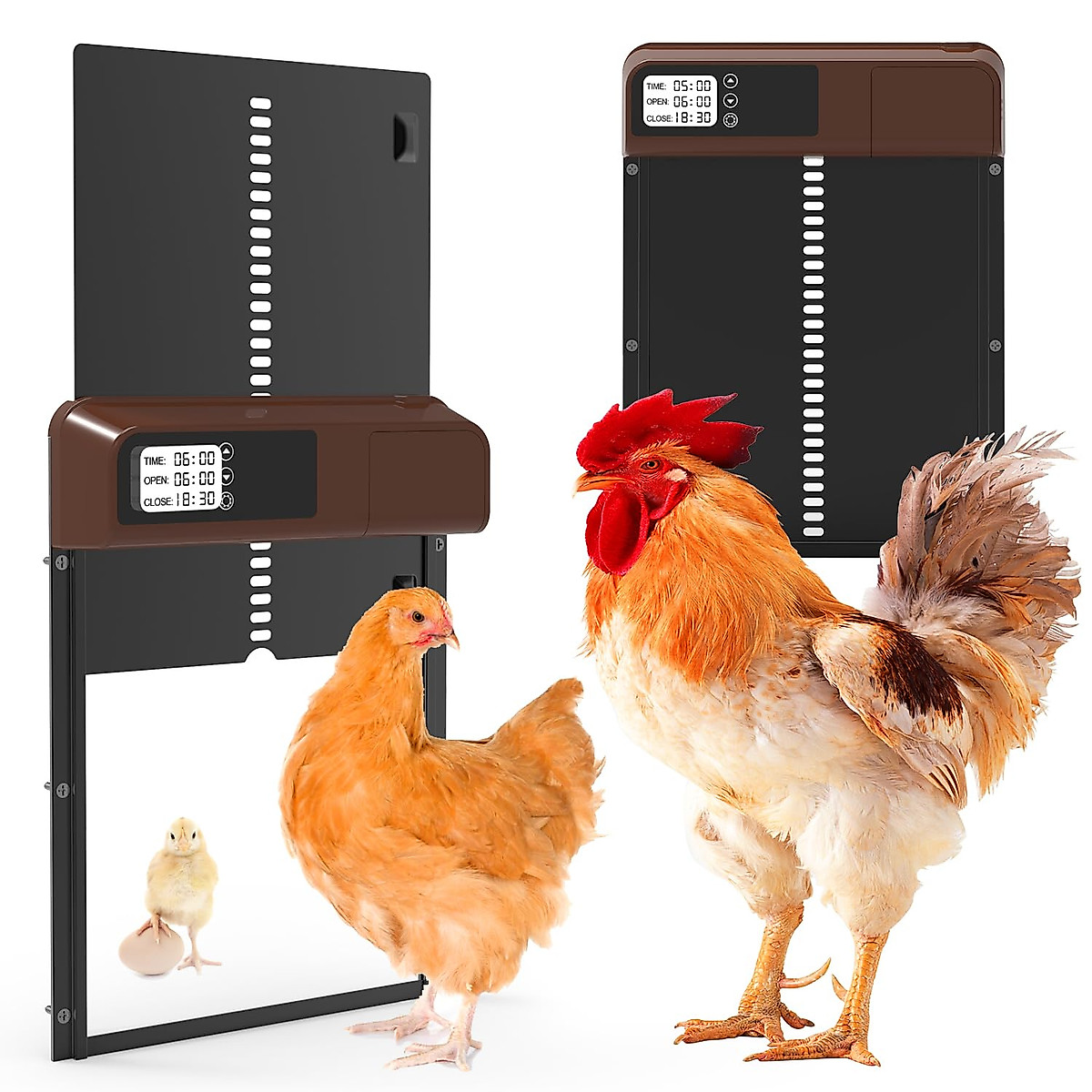 Issufel 2023 Upgraded Automatic Chicken Coop Door, Brown, Waterproof, Weatherproof, Durable, Protects Flock