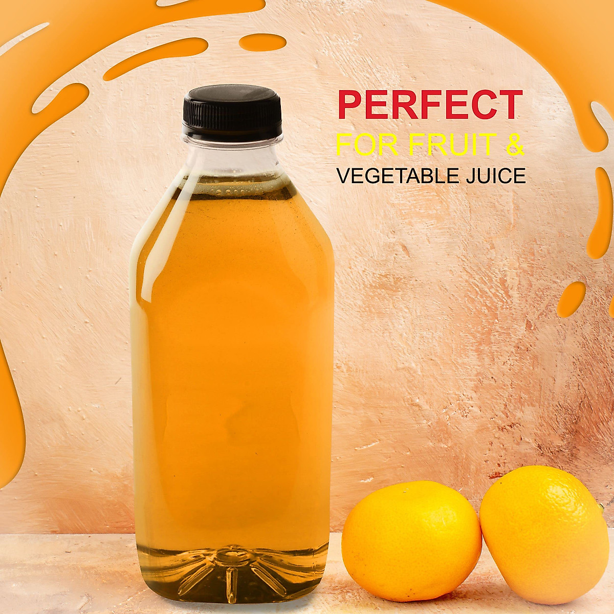 EcoQuality [77 PACK] Empty Clear Plastic Juice Bottles with Tamper Evident Caps 32 OZ Quart Bottles - Smoothie Bottles - Ideal for Juices, Milk, Smoothies, Juice Containers and even Meal Prep