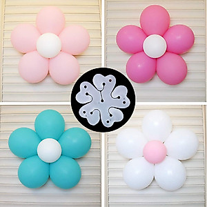 PASOCON 30 Pcs White Flower Shape Balloon Clips, Reusable, for Balloon Arch, Birthday, Baby Shower, Graduation, Wedding Decorations