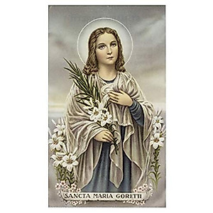 St Maria Goretti Prayer Card With Medal Christian Pendant Charm Patron Saint Catholic