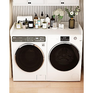 RRWJVU Washer Dryer Countertop,27.5" x 54" Solid Wood Countertop with Anti- Slip Pad for Laundry Room Organization. White