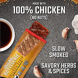 Jack Link's Meat Bars, Rotisserie Chicken, 12 Count - 8g of Protein and 70 Calories Per Protein Bar, Made with Premium Chicken, No added MSG - Keto Friendly and Gluten Free Snacks