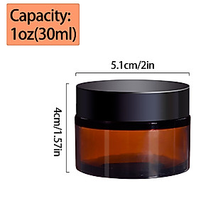Galssmagic 1 oz Amber Glass Jars with Lids,27 Pack 1oz Small Container Jars with Inner Liners and Black Lids,Travel Jars for Cosmetics,Cream Lotion,Body Scrub, Lotion