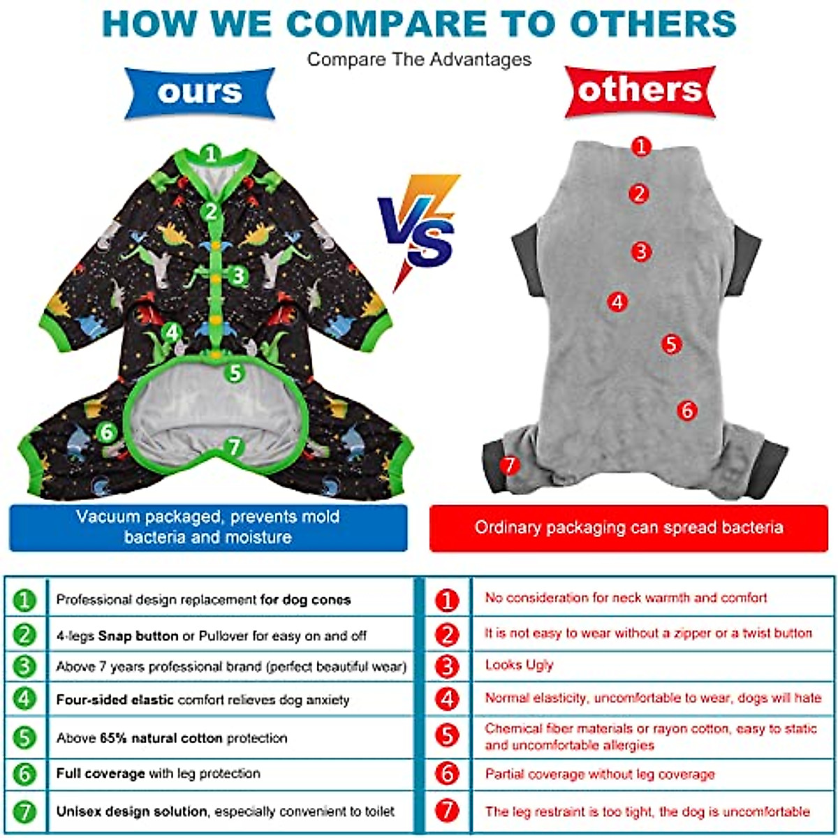 LovinPet Big Dog Wound Care/Surgical Recovery Shirt, Undershirt for Dog Coats, Anti Licking, Pet Anxiety Onesies for Dogs, Dinosaurs in Space Print, Large Breed Dog Clothes, Dog Jammies/XL