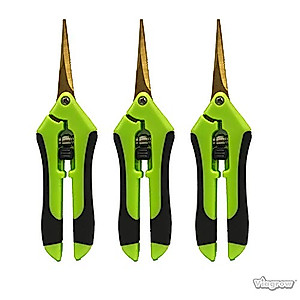 Viagrow Pruning Shear with Titanium Coated Straight Precision Blades, Hand Pruner for Gardening, Green, 3-Pack