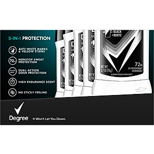 Degree Men UltraClear+ Antiperspirant Deodorant, Black & White, 2.7 oz, 5-count