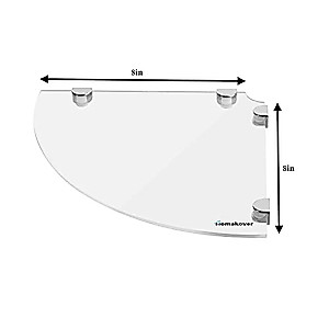 Set of 2 Corner Shower Caddy Acrylic Corner Floating Shelves, Round End Wall Mounted Bedroom, Bathroom Shelf, Storage Organizer for Toilet, Dorm, Office, Living Room and Kitchen (8 Inch, Clear)