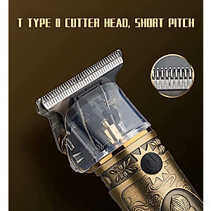 Electric Pro Li Outliner Grooming Rechargeable Cordless Close Cutting T-Blade Trimmer for Men 0mm Baldheaded Hair Clippers Zero Gapped Detail Beard Shaver Barbershop for Father's Day (Gold)