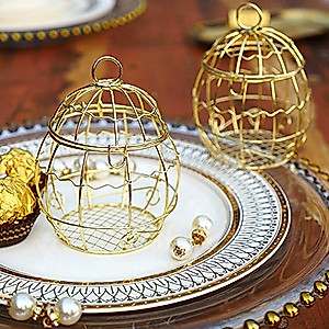 AUNMAS Bird Cage Candy Box, Decorative Gifts Sugar Container Small Chocolate Boxes Wedding Favor Banquet Party Home Decoration Christmas Present Accessories, Gold