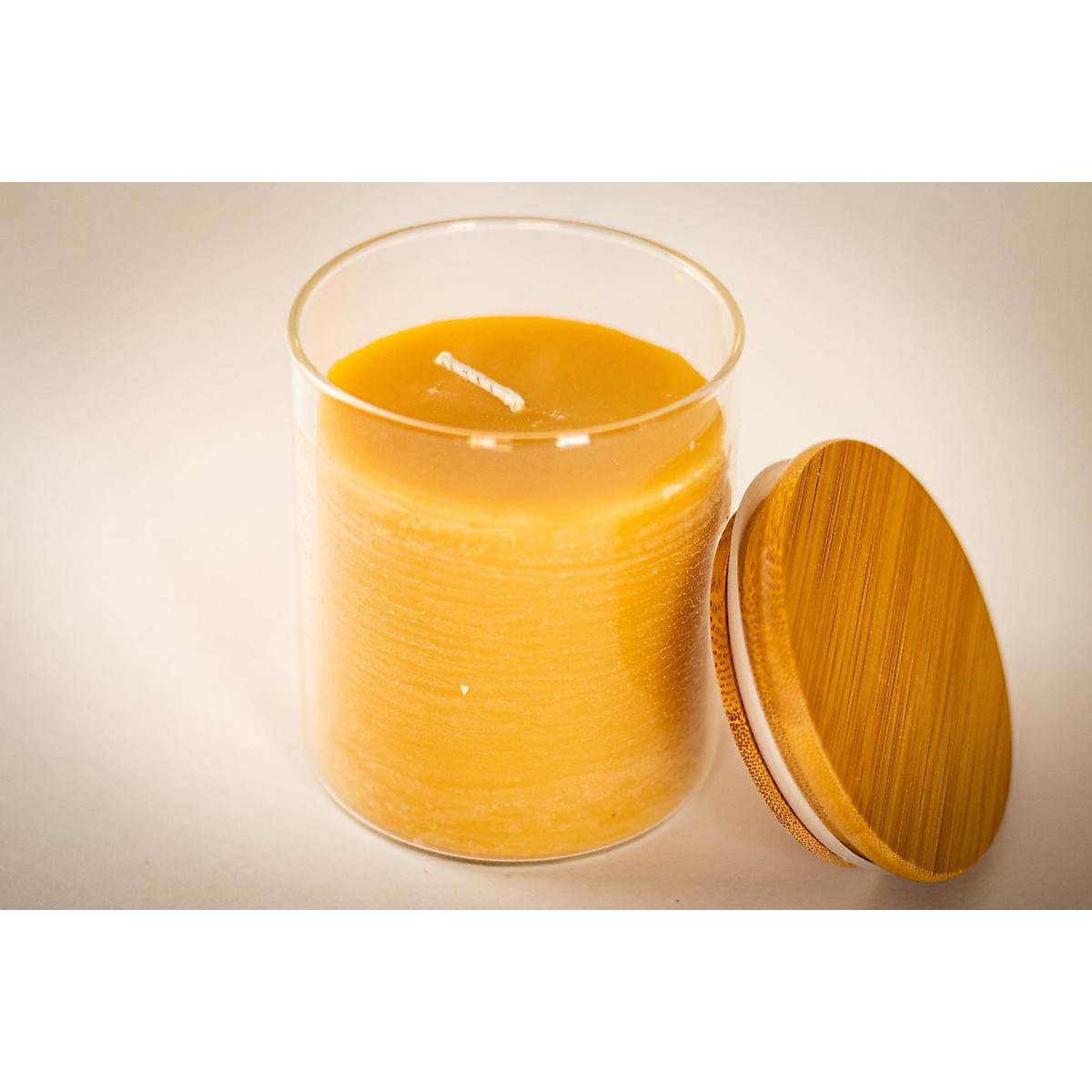 BeeTheLight Beeswax Jar Candle - 100% Pure USA Bees Wax in Glass Container - All Natural Light Honey Scent