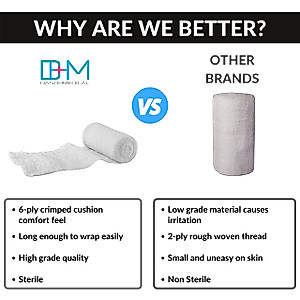 8 Pack Sterile Gauze Stretch Bandage Roll, 4.5 Inch x 4.1 Yards 6 Ply Approved, Kerlix Gauze Bandage Rolls Used for Wound Care, Easy to Use Cotton Ply Rolled Hand Wrap Dressing Ankles & Knees