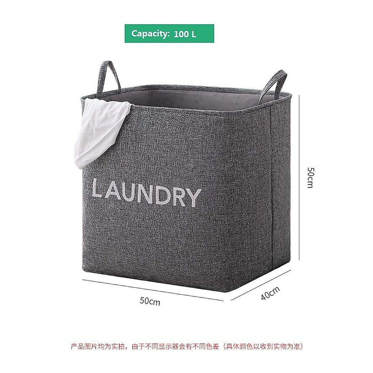 Laundry basket Household folding laundry basket clothing quilt storage basket bedside clothes bathroom laundry bag, Grey, 50*40*50 cm, BY-81