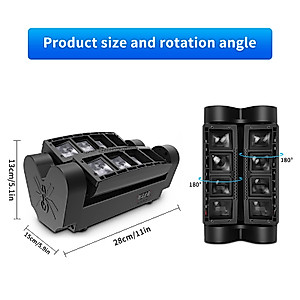 U`King Spider Moving Head Light with 8x10W RGB LEDs Beam DJ Lights and 2 Pixel Light Strips, Sound Activated/DMX-512 Control Perfect for Party Disco Wedding Live Stage Lighting (Set of 2)