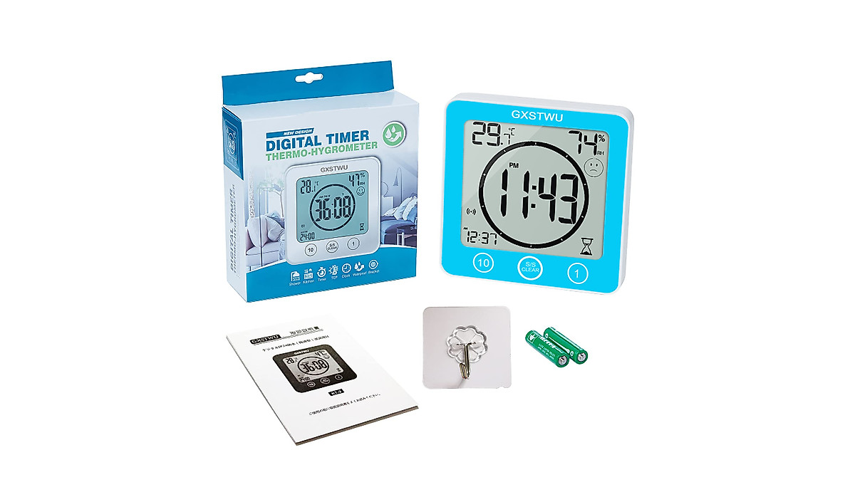 Waterproof Digital Timer Shower Clock with Alarm & Thermometer